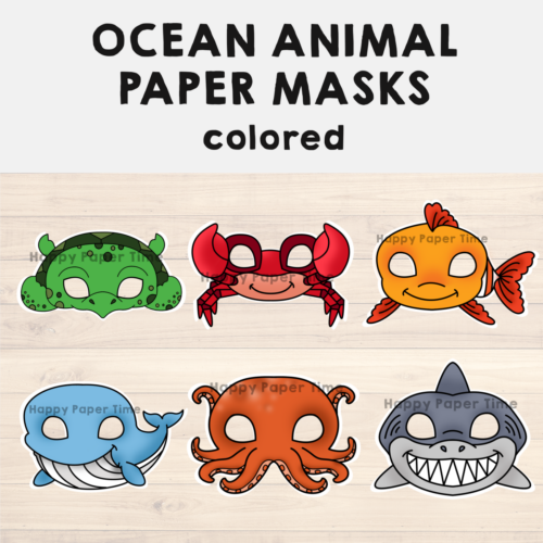 Ocean Animal Paper Masks Printable Sea Craft Activity Costume | Made By ...