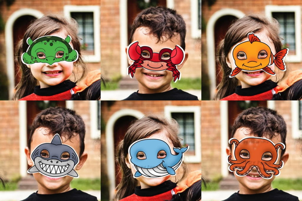 Ocean Animal Paper Masks Printable Sea Craft Activity Costume - Made By ...