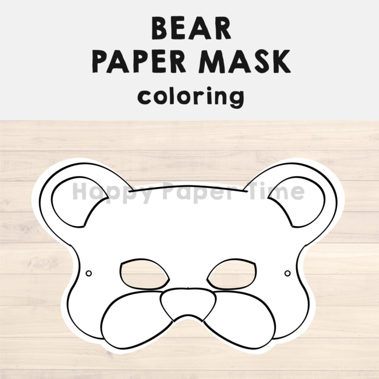 Bear Paper Mask Printable Woodland Forest Animal Coloring Craft ...