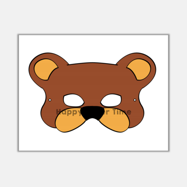 Bear Paper Mask Printable Woodland Forest Animal Craft Activity Costume ...