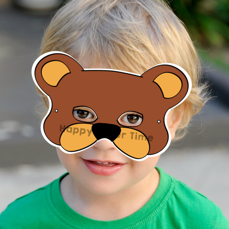 Bear Paper Mask Printable Woodland Forest Animal Craft Activity Costume ...