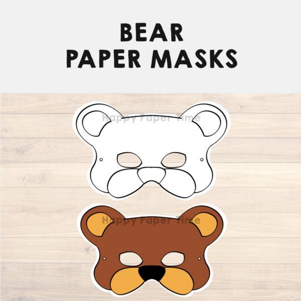 Bear Paper Mask Printable Woodland Forest Animal Coloring Craft ...