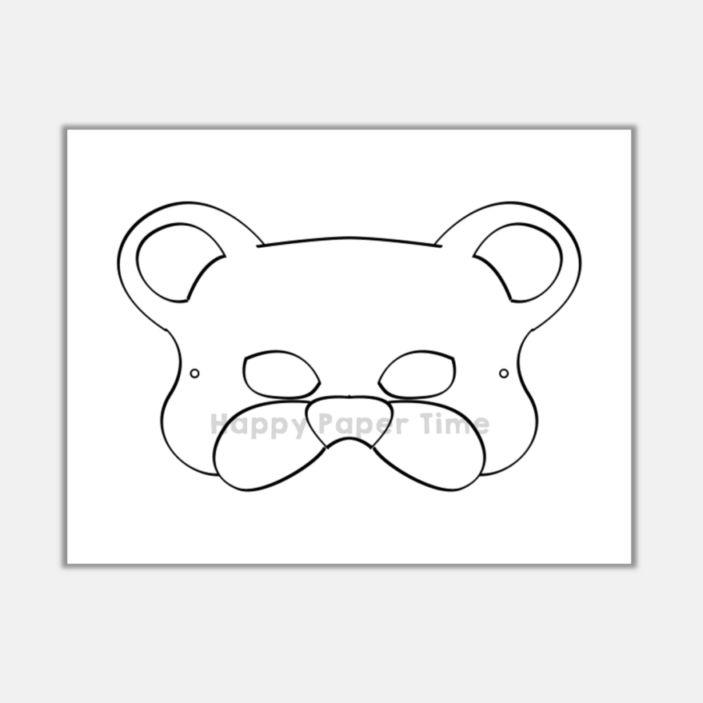 Bear Paper Mask Printable Woodland Forest Animal Coloring Craft ...