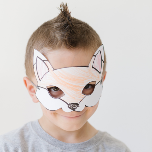 Fox Paper Mask Printable Woodland Forest Animal Coloring Craft Activity ...