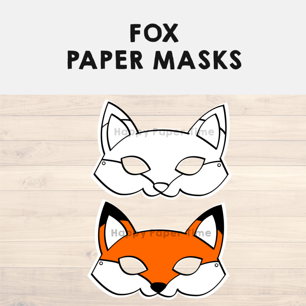 Fox Paper Mask Printable Woodland Forest Animal Coloring Craft Activity ...
