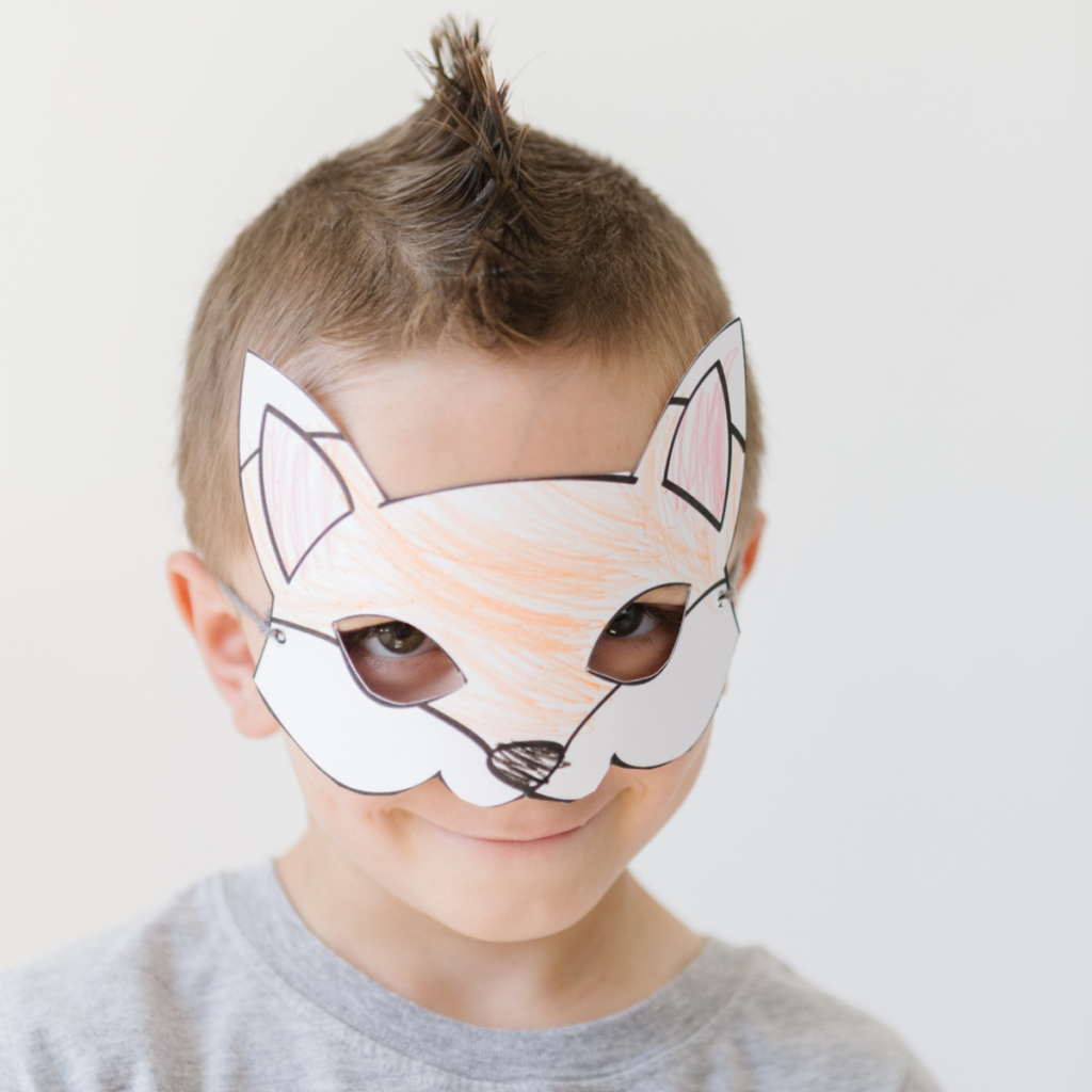 Fox Paper Mask Printable Woodland Forest Animal Coloring Craft Activity ...