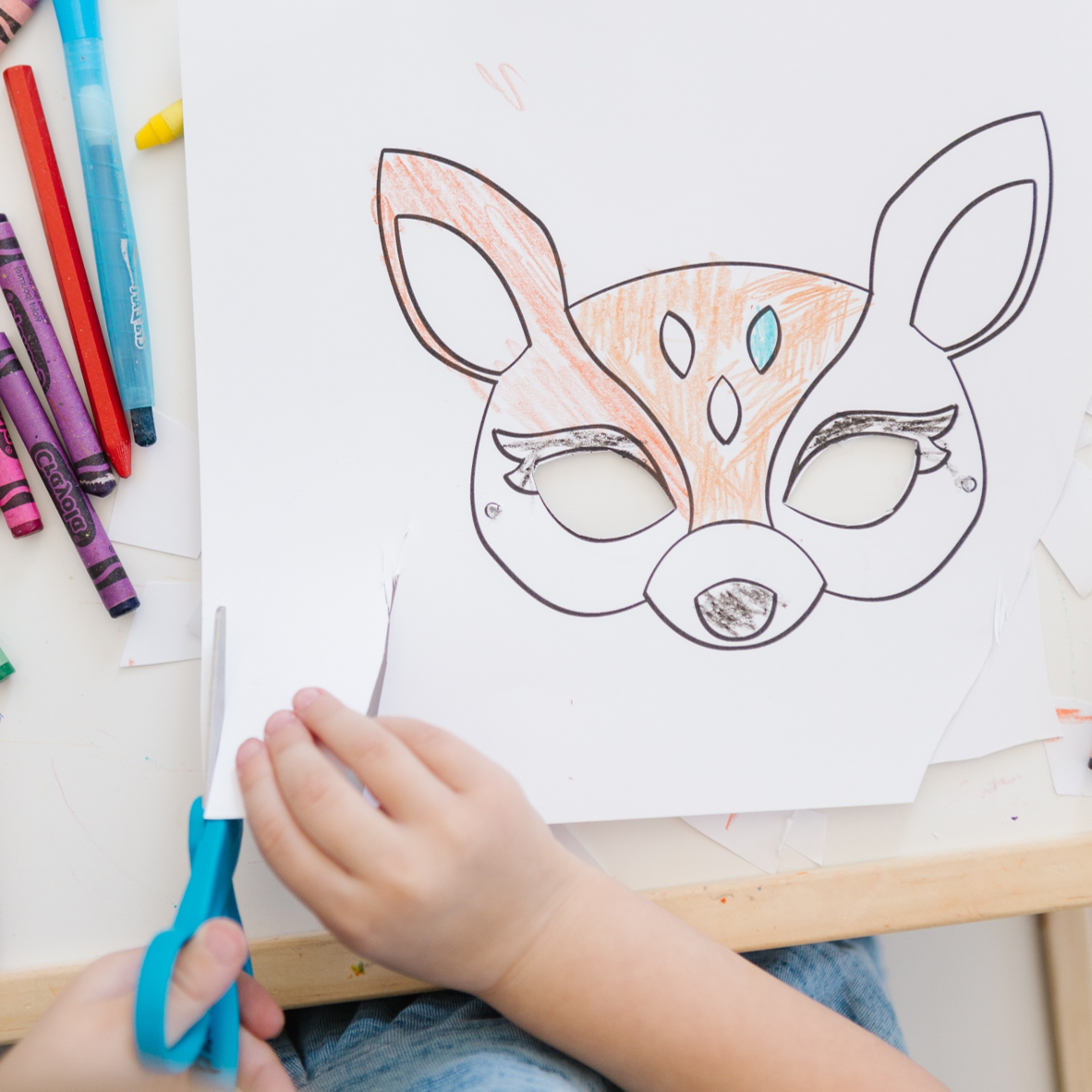 Deer Paper Mask Printable Woodland Forest Animal Coloring Craft ...