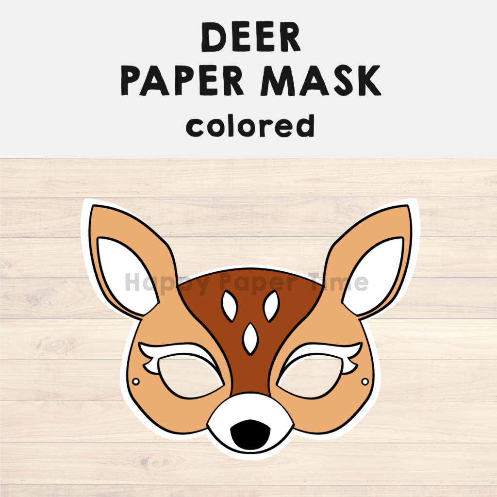 Deer Paper Mask Printable Woodland Forest Animal Costume Craft Activity ...
