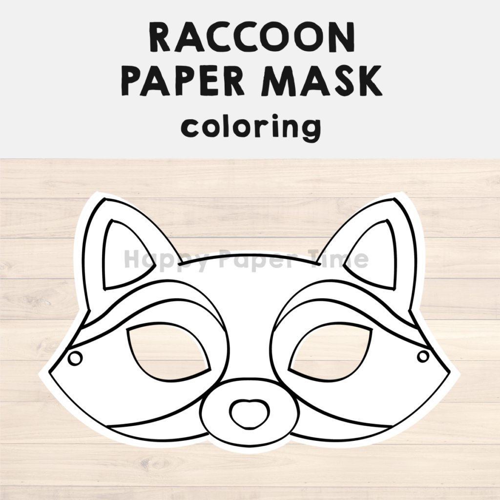 Raccoon Paper Mask Printable Woodland Forest Animal Coloring Craft ...