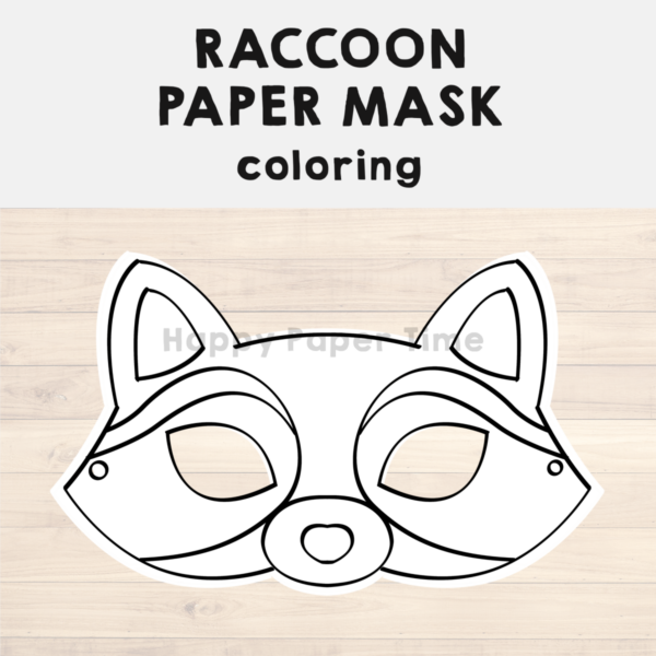 Raccoon Paper Mask Printable Woodland Forest Animal Coloring Craft ...
