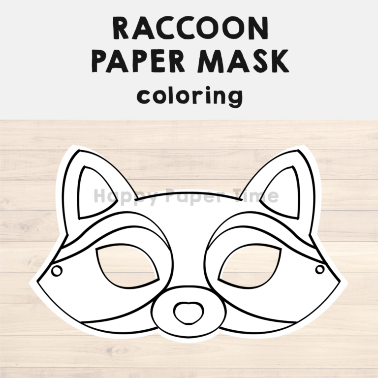 Raccoon Paper Mask Printable Woodland Forest Animal Coloring Craft ...