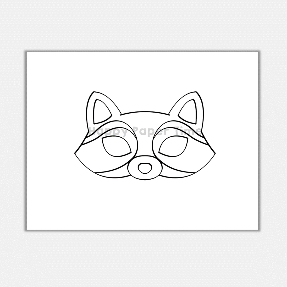 Raccoon Paper Mask Printable Woodland Forest Animal Coloring Craft ...