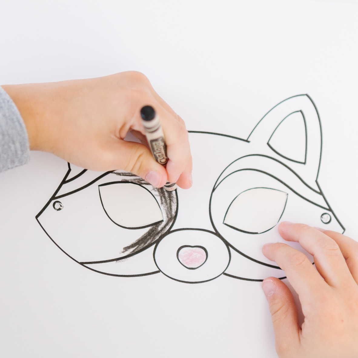 Raccoon Paper Mask Printable Woodland Forest Animal Coloring Craft ...