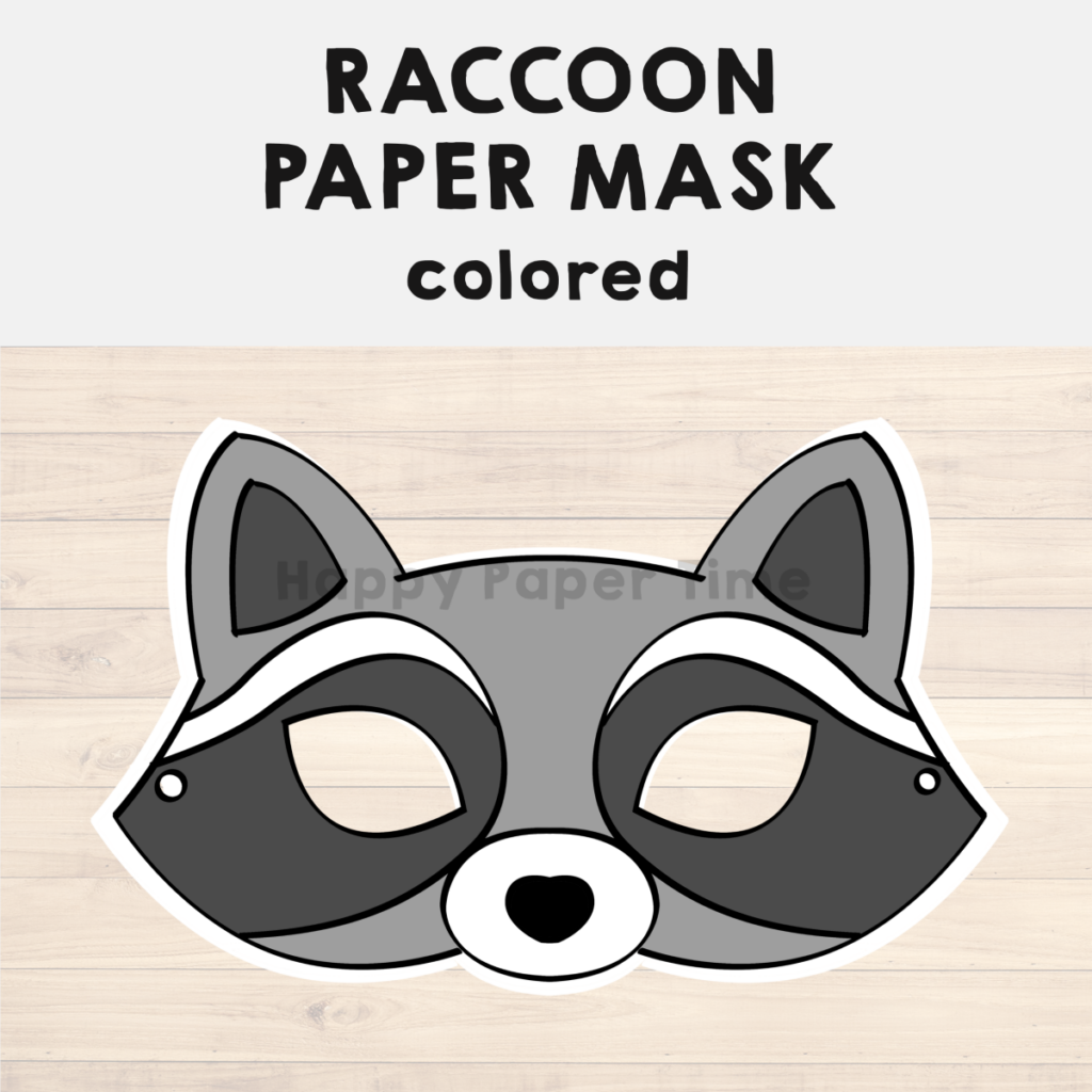 Raccoon Paper Mask Printable Woodland Forest Animal Coloring Craft ...