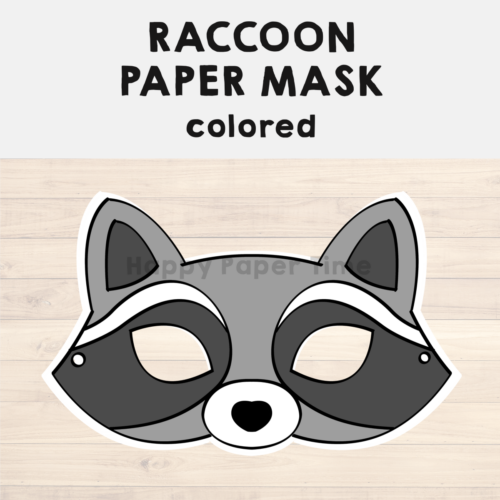 Raccoon Paper Mask Printable Woodland Forest Animal Coloring Craft ...