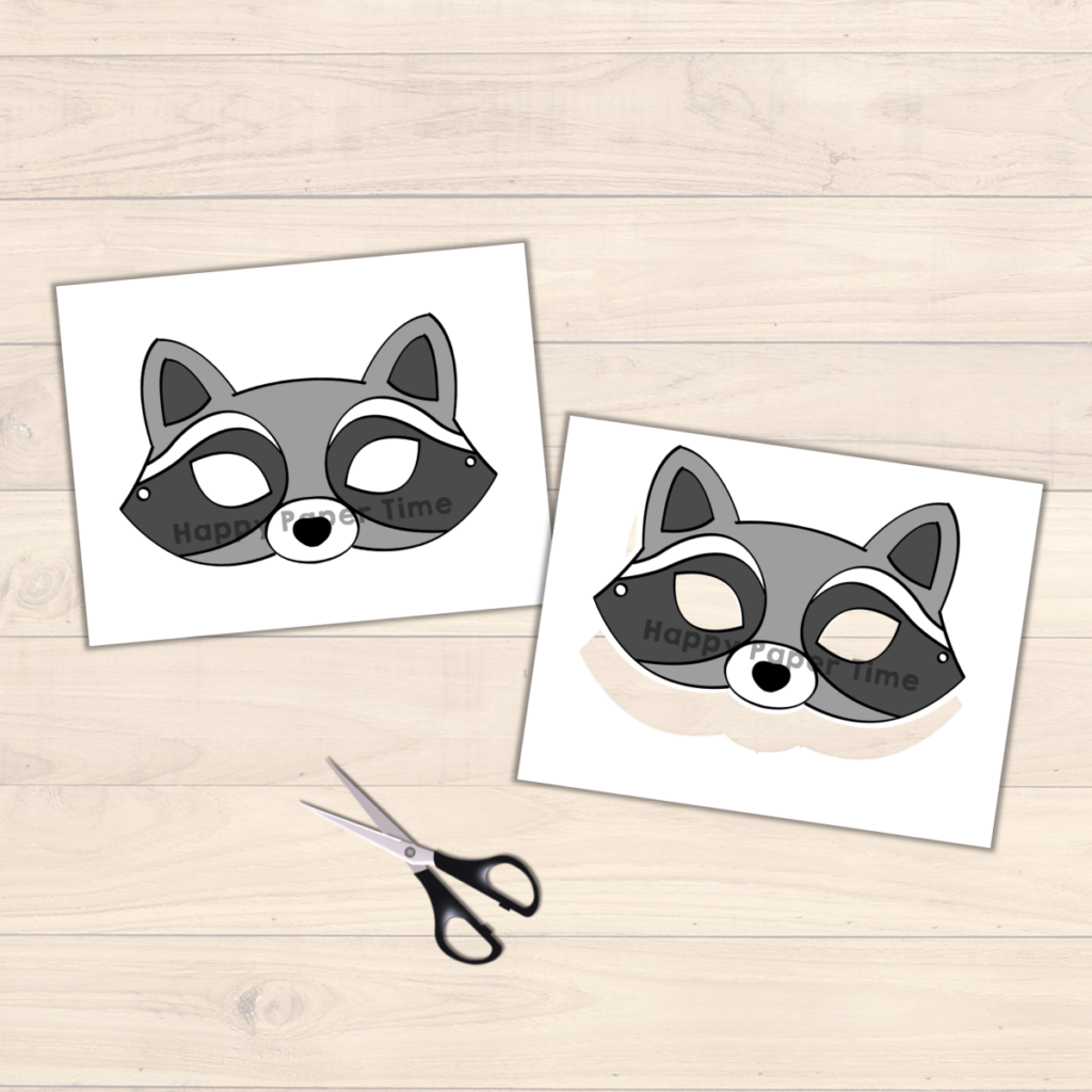 Raccoon Paper Mask Printable Woodland Forest Animal Costume Craft ...