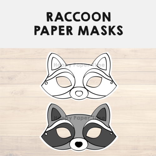 Raccoon Paper Mask Printable Woodland Forest Animal Coloring Craft ...