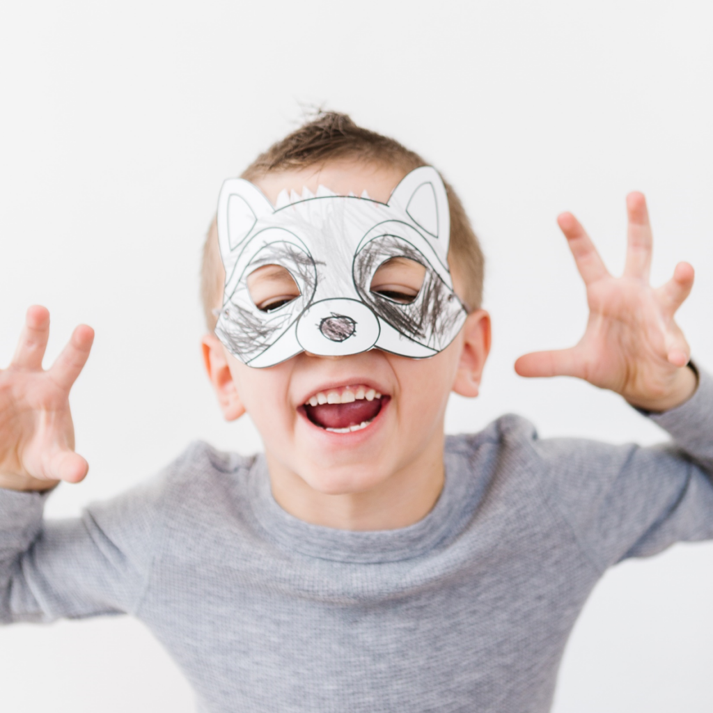 Raccoon Paper Mask Printable Woodland Forest Animal Coloring Craft ...