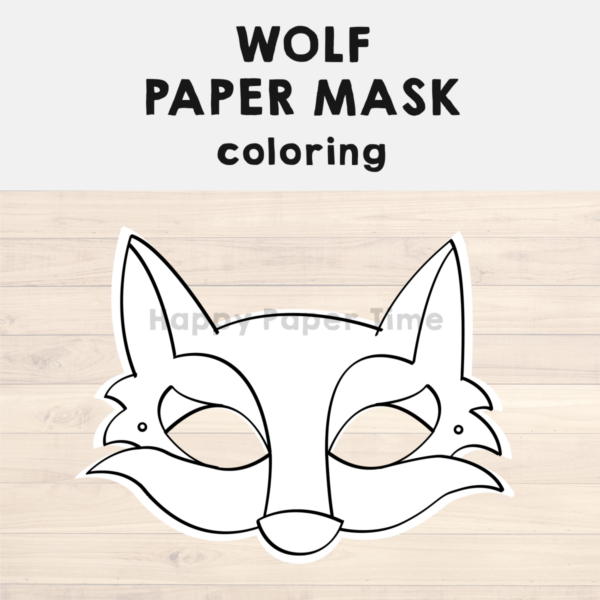 Wolf Paper Mask Printable Woodland Forest Animal Coloring Craft ...