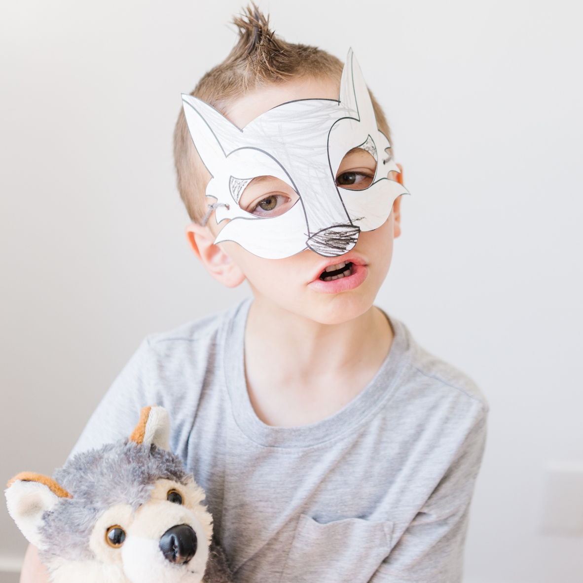 Wolf Paper Mask Printable Woodland Forest Animal Coloring Craft ...