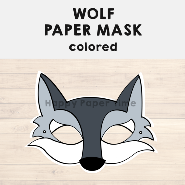 Wolf Paper Mask Printable Woodland Forest Animal Costume Craft Activity ...