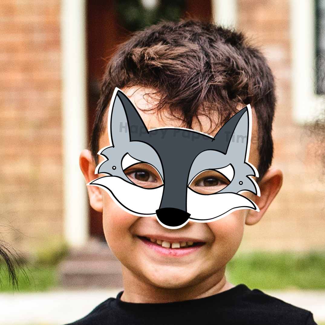 Wolf Paper Mask Printable Woodland Forest Animal Costume Craft Activity ...