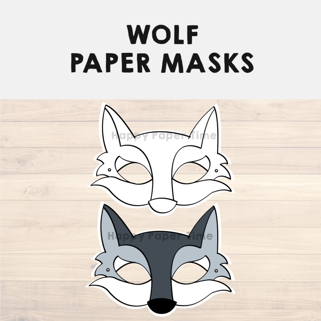 Wolf Paper Mask Printable Woodland Forest Animal Coloring Craft ...