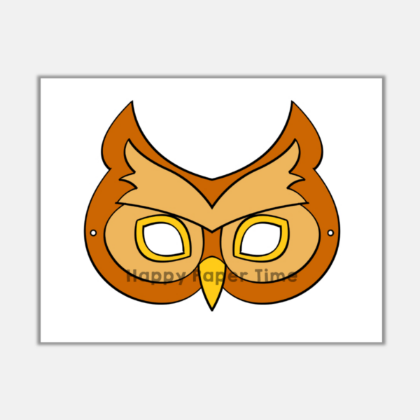 Owl Paper Mask Printable Woodland Forest Animal Costume Craft Activity ...