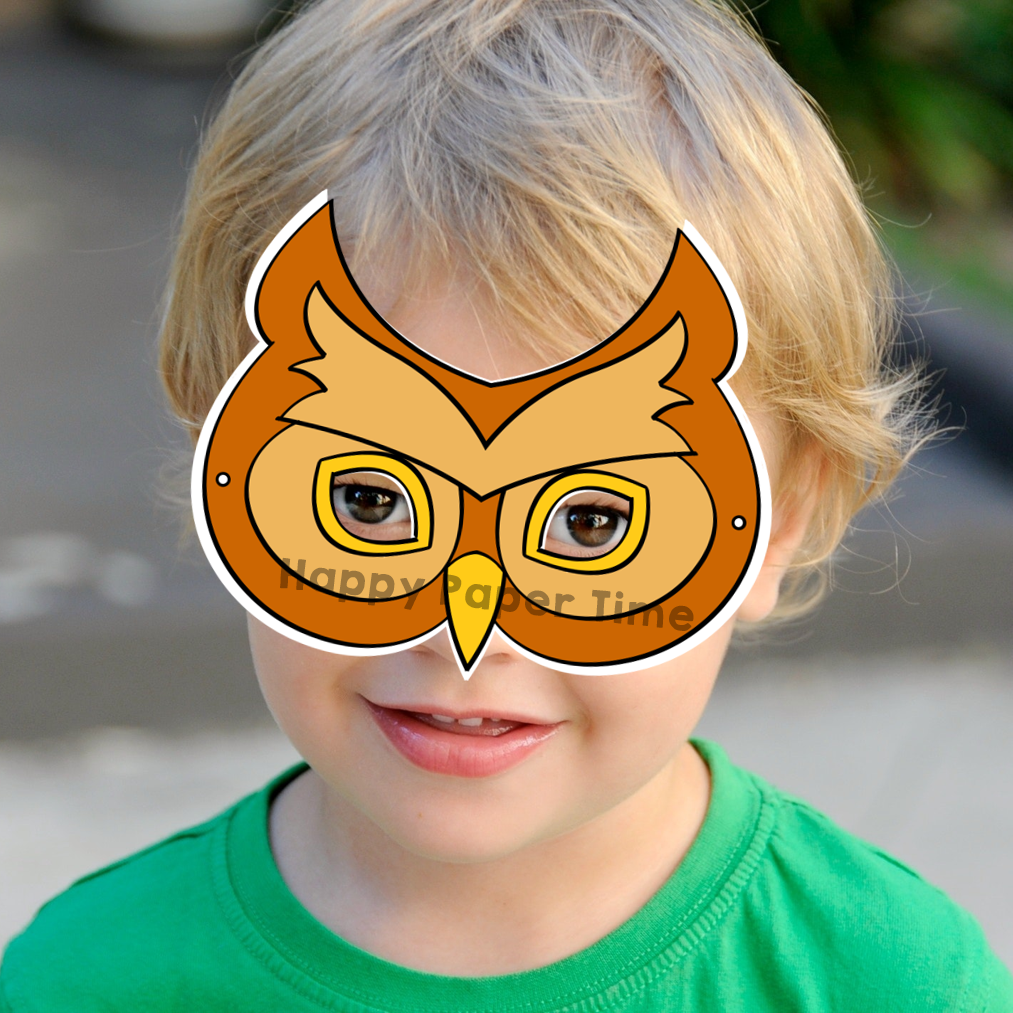 Owl Paper Mask Printable Woodland Forest Animal Costume Craft Activity ...