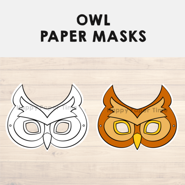 Owl Paper Mask Printable Woodland Forest Animal Coloring Craft Activity ...