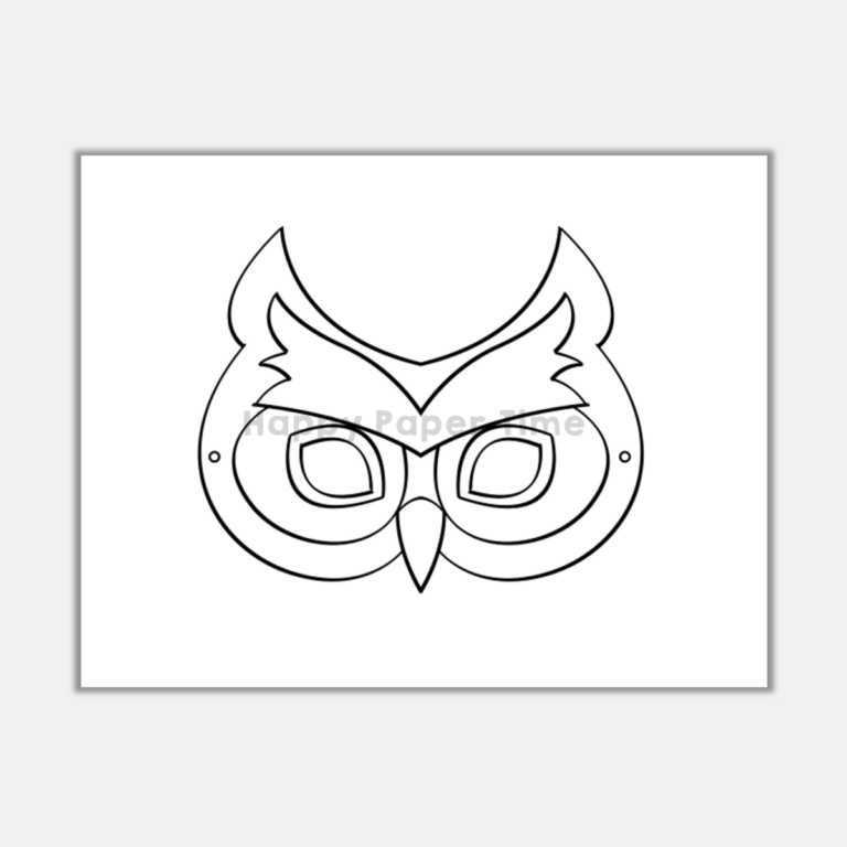 Owl Paper Mask Printable Woodland Forest Animal Coloring Craft Activity ...