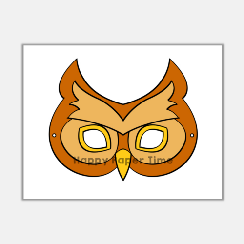 Owl Paper Mask Printable Woodland Forest Animal Coloring Craft Activity ...