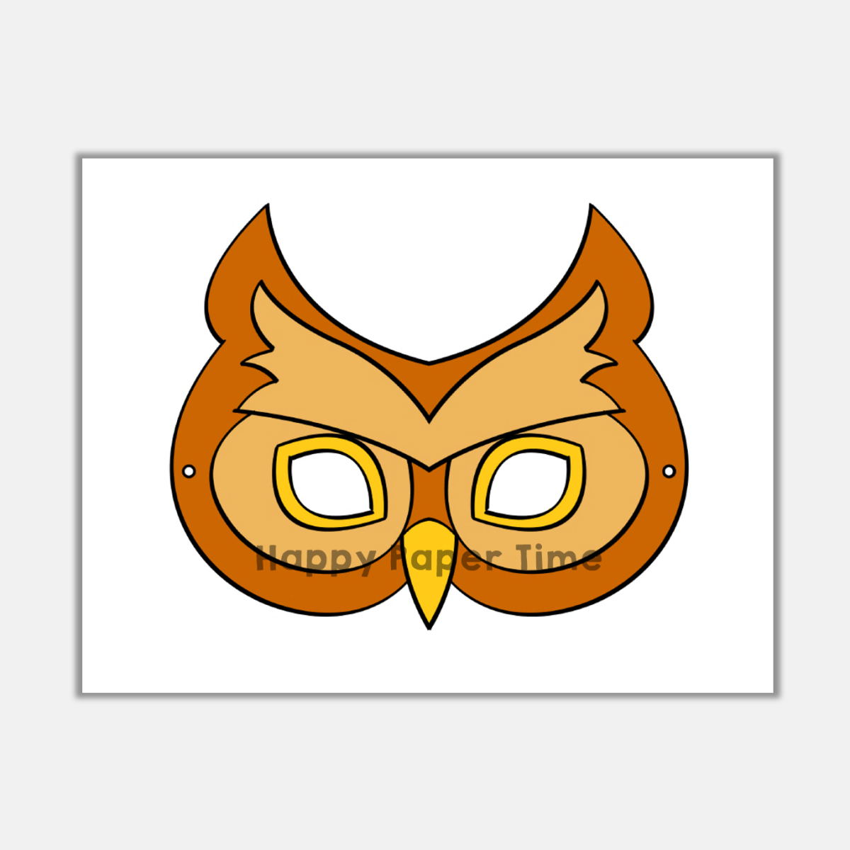 Owl Paper Mask Printable Woodland Forest Animal Coloring Craft Activity ...