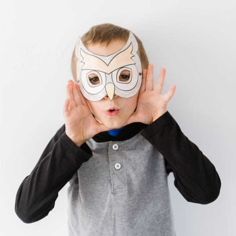 Owl Paper Mask Printable Woodland Forest Animal Coloring Craft Activity ...