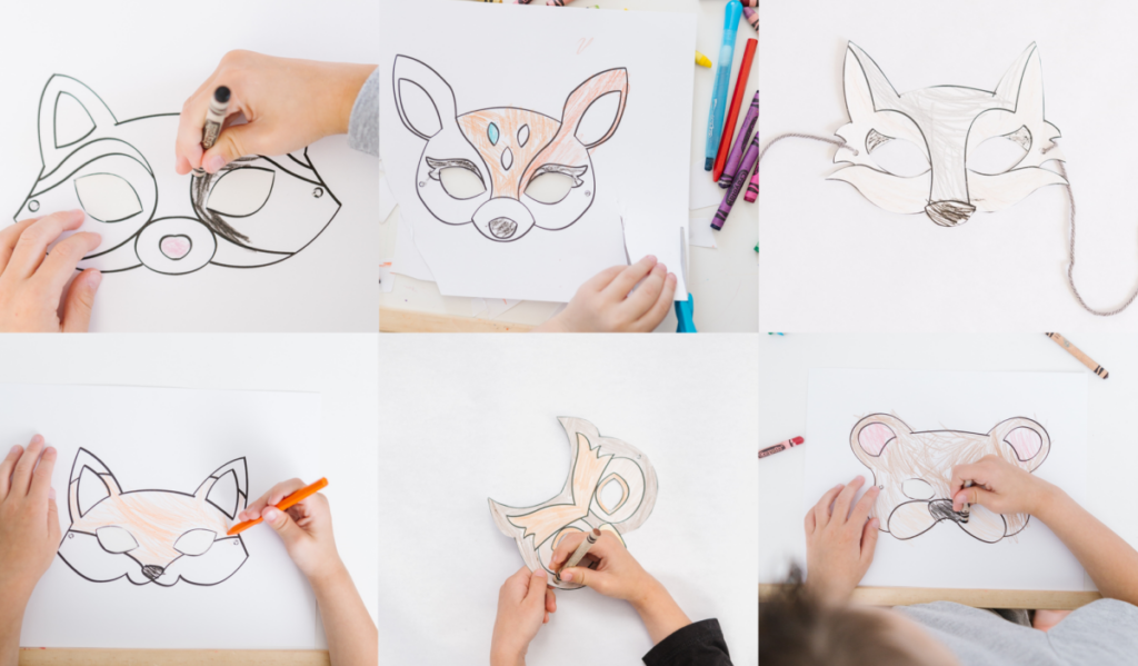 Woodland Animal Paper Masks Printable Forest Coloring Craft Activity ...