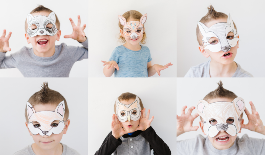 Woodland Animal Paper Masks Printable Forest Coloring Craft Activity ...