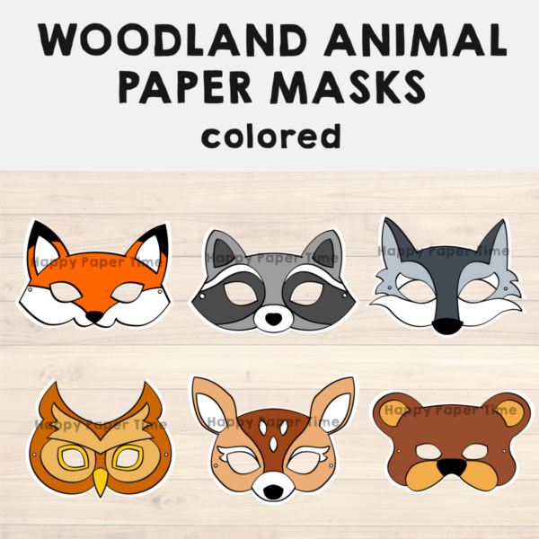 Woodland Animal Paper Masks Printable Forest Costume Craft Activity ...