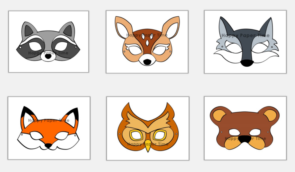 Woodland Animal Paper Masks Printable Forest Costume Craft Activity ...
