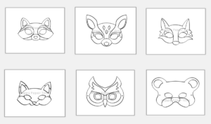 Woodland Animal Paper Masks Printable Forest Coloring Craft Activity ...