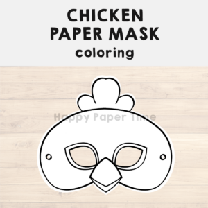 Chicken Paper Mask Printable Farm Animal Coloring Craft Activity ...