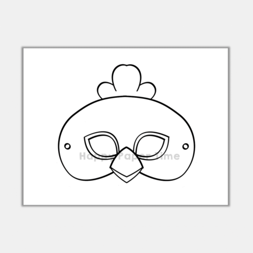 Chicken Paper Mask Printable Farm Animal Coloring Craft Activity ...