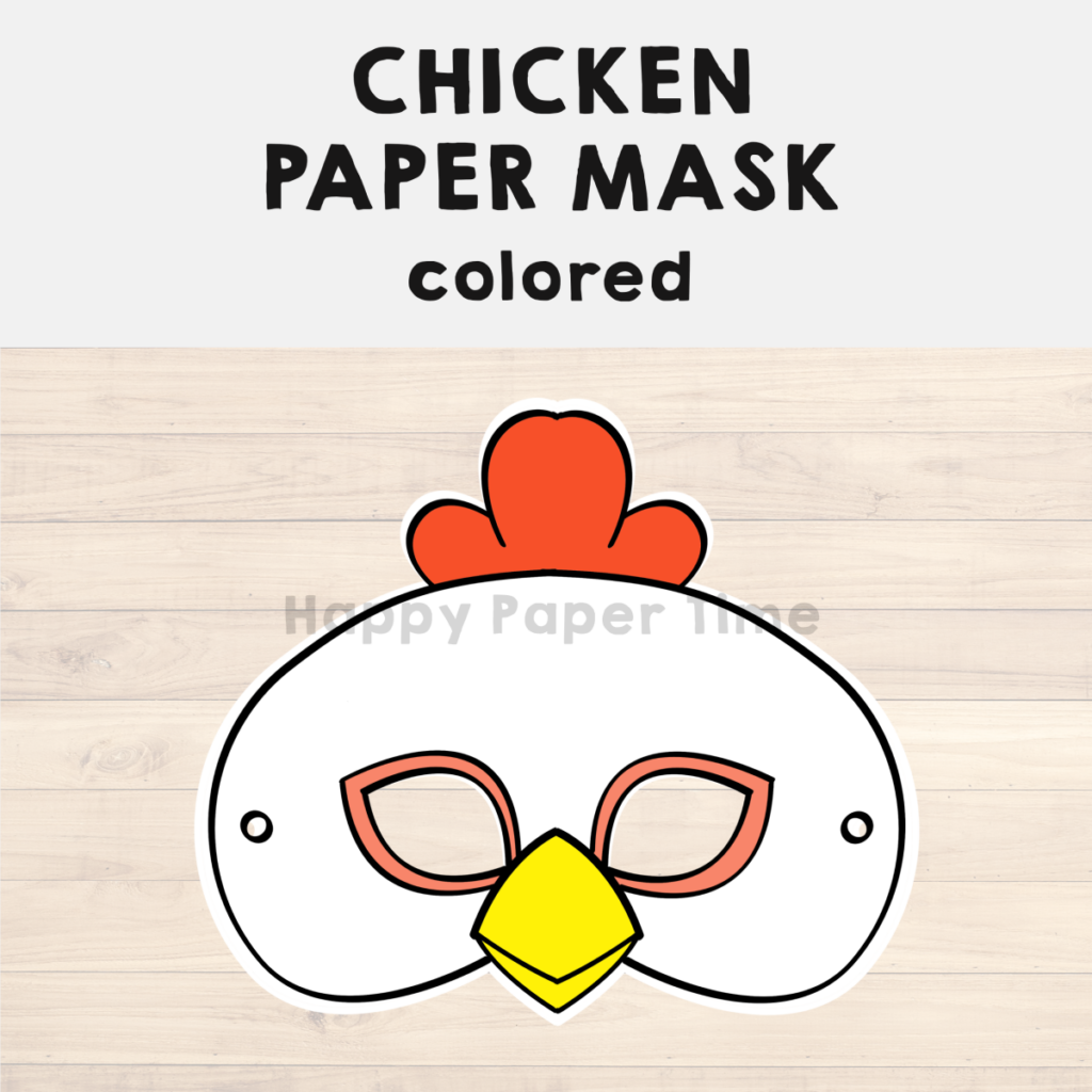 Chicken Paper Mask Printable Farm Animal Craft Activity Costume - Made ...