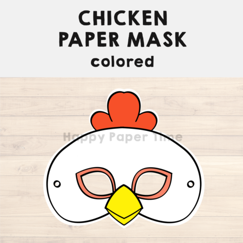 Chicken Paper Mask Printable Farm Animal Craft Activity Costume | Made ...
