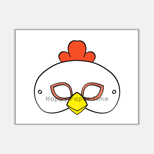 Chicken Paper Mask Printable Farm Animal Craft Activity Costume | Made ...