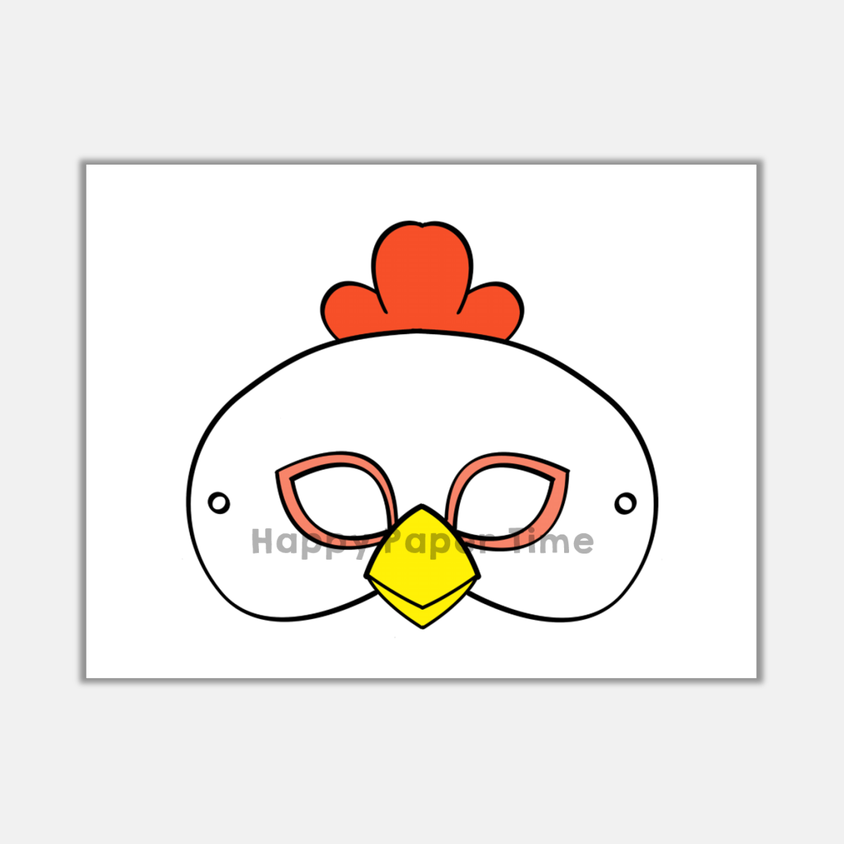Chicken Paper Mask Printable Farm Animal Craft Activity Costume | Made ...