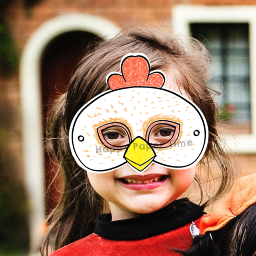 Chicken Paper Mask Printable Farm Animal Coloring Craft Activity ...