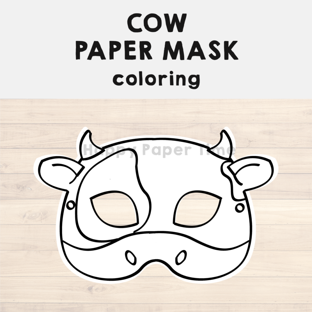 Farm Animal Paper Masks Printable Coloring Craft Activity Costume ...