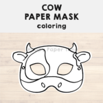 Cow Paper Mask Printable Farm Animal Coloring Craft Activity Costume ...