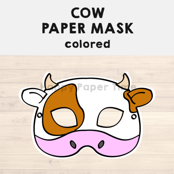 Cow Paper Mask Printable Farm Animal Craft Activity Costume | Made By ...