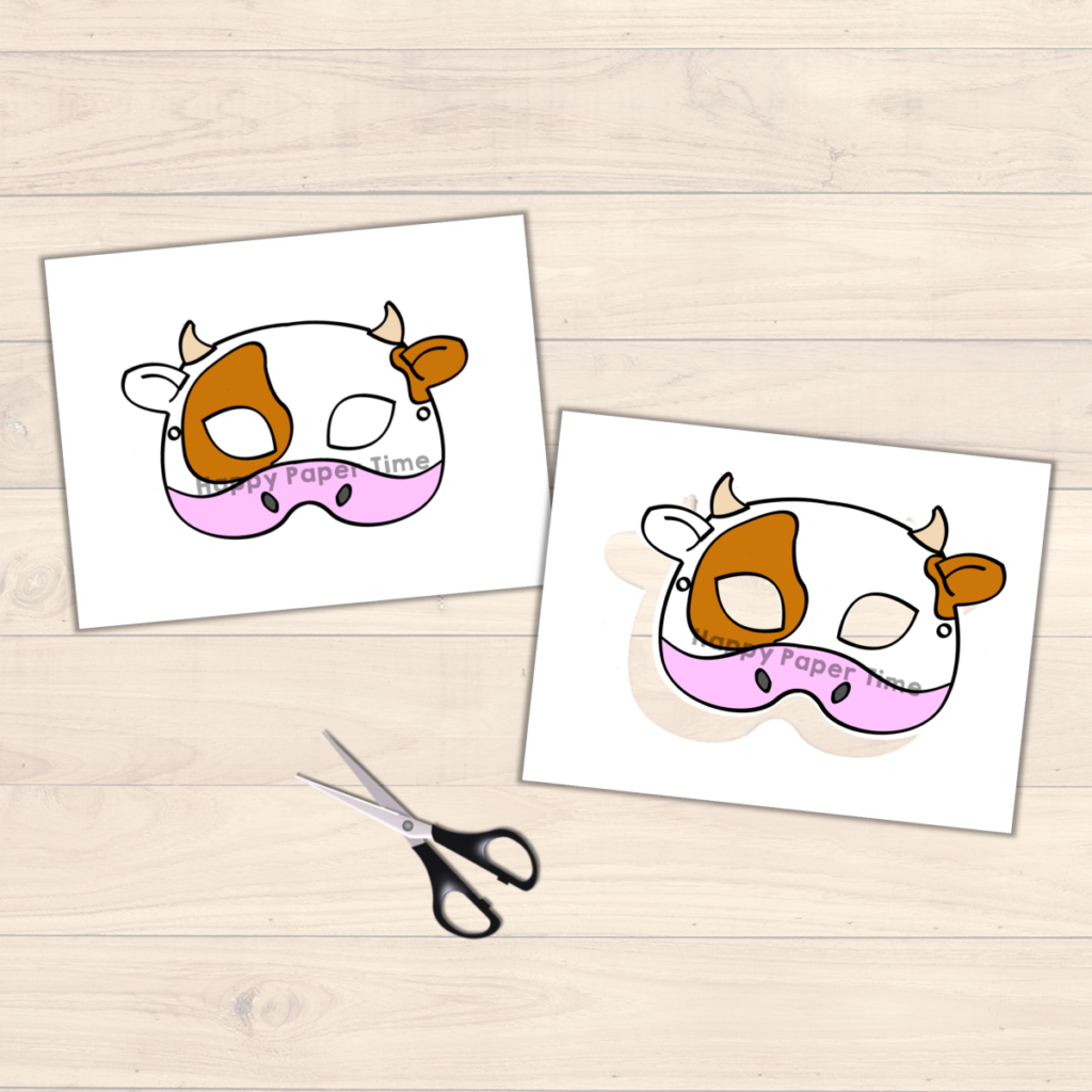 Cow Paper Mask Printable Farm Animal Craft Activity Costume | Made By ...